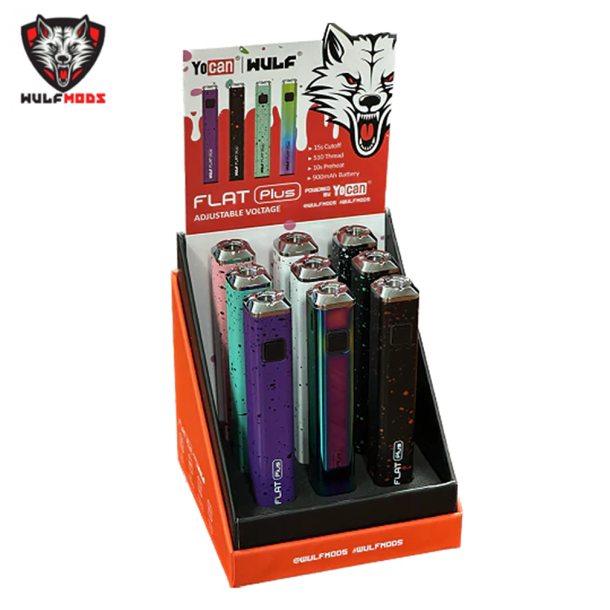 WULF MODS FLAT SERIES VV VAPE BATTERY 9CT/DISPLAY